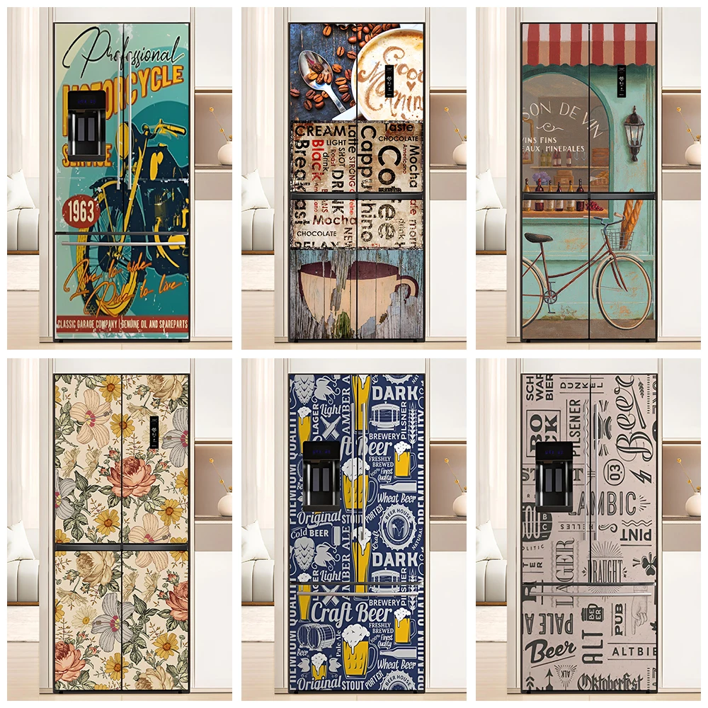 Vintage Beer Poster Refrigerator Door Sticker Waterproof PVC Kitchen ...