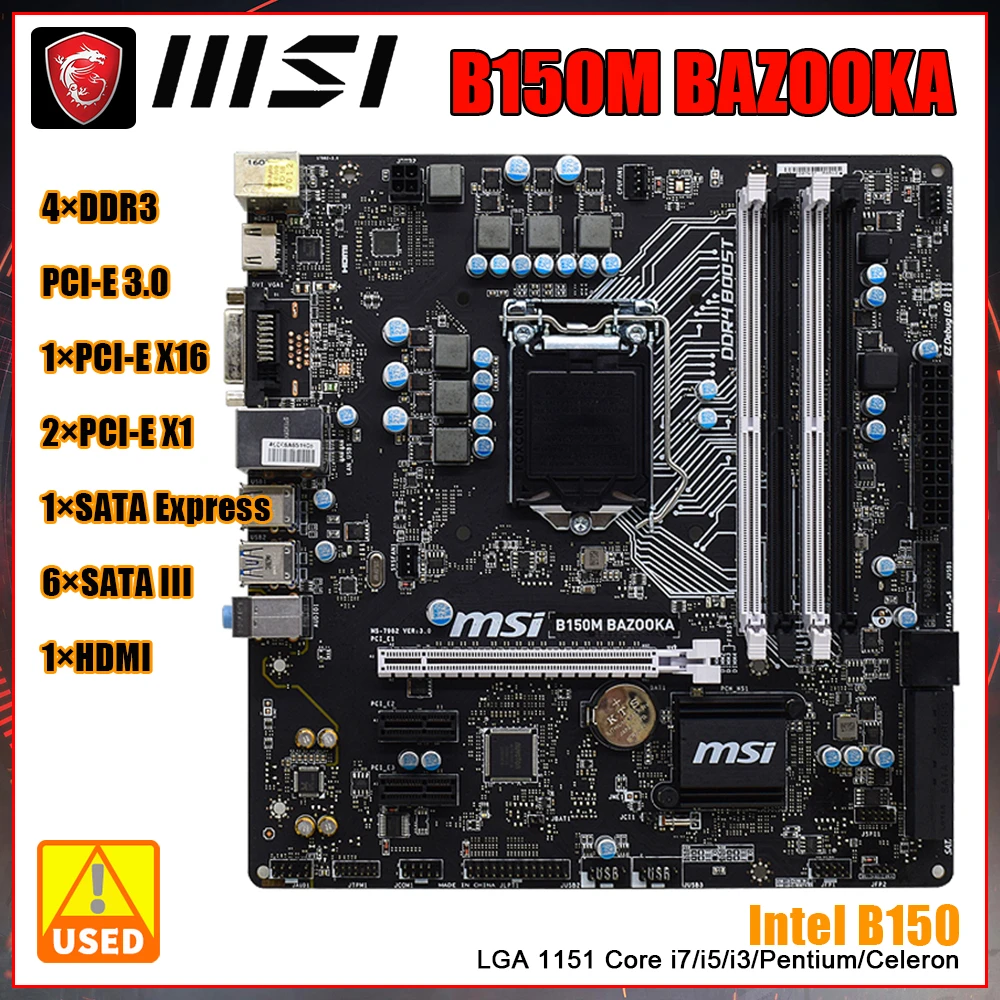 MSI-B150M-BAZOOKA-con-Chipset-Intel-B150-placa-base-LGA-1151-compatible ...