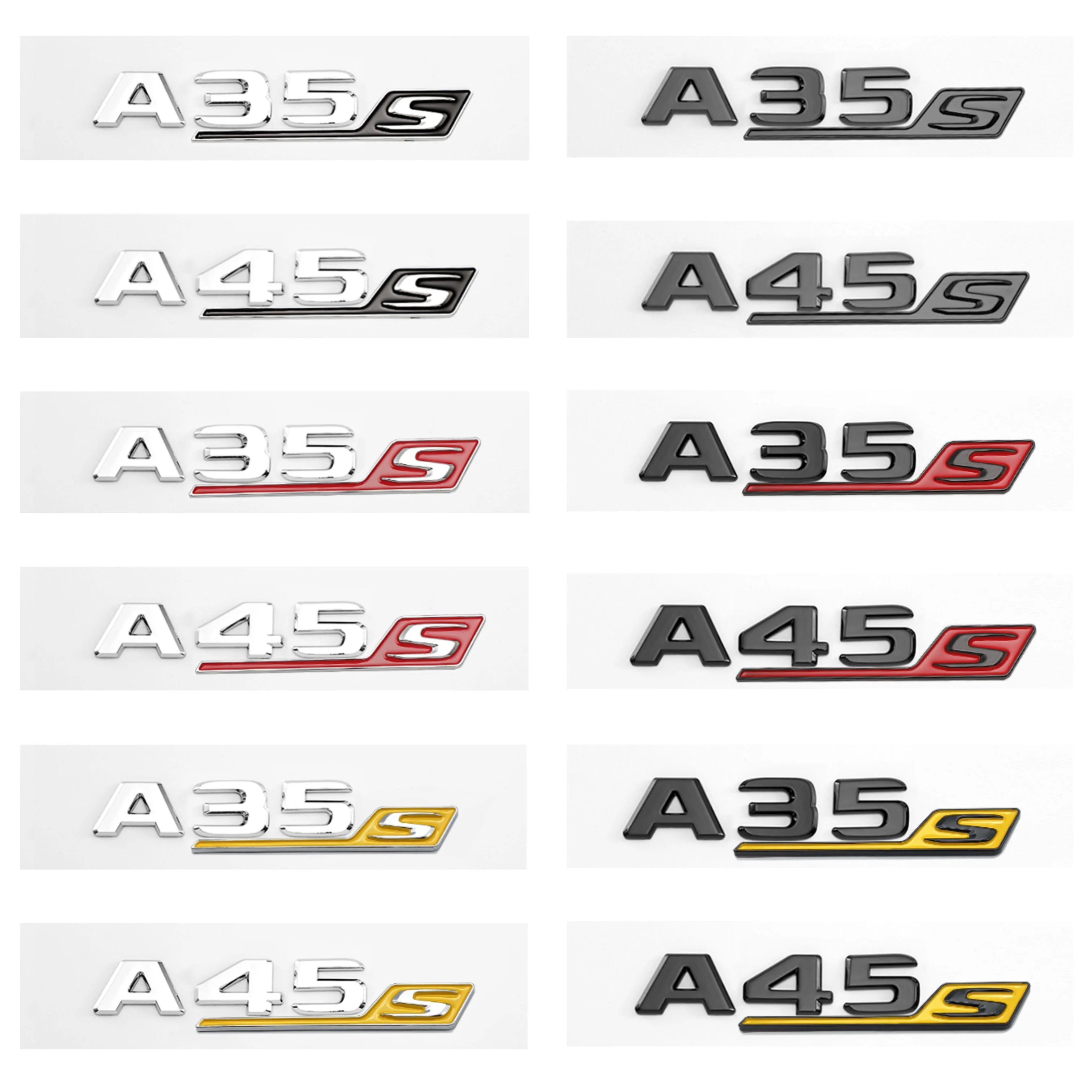 3d-ABS-Chrome-Black-Logo-A35S-A45S-Emblem-Letters-Badge-Car-Sticker-For ...