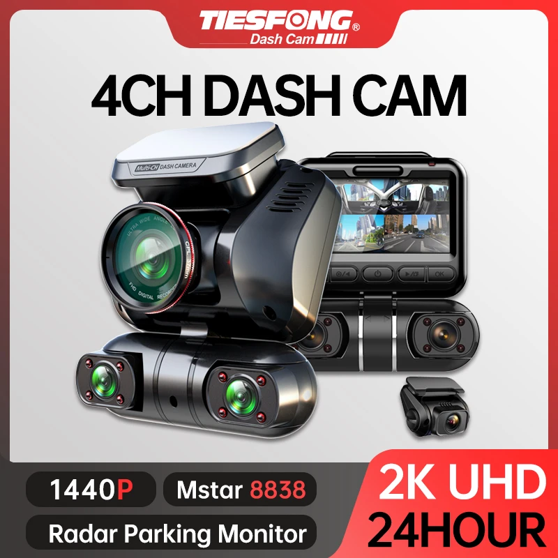 TiESFONG 블랙박스 M10max 2K 1440P 대시캠 자동차 DVR 4CH 360 카메라 지원 후방카메라, 24 시간 주차 모니터링, 나이트 비전, G 센서，자동 ...