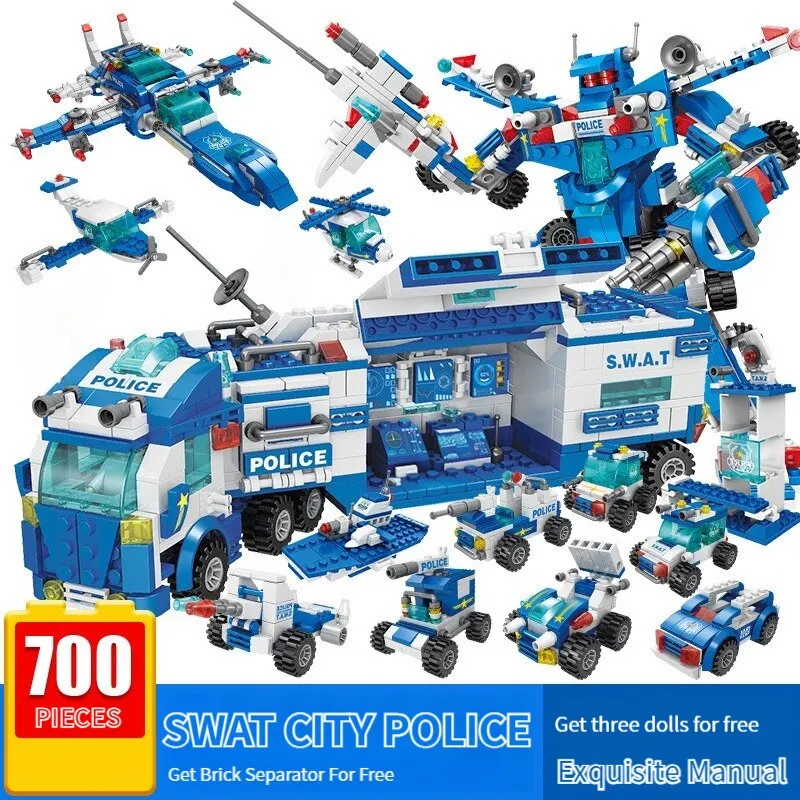 700PCS-City-Patrol-Police-Department-Car-Building-Blocks-Vehicle-Trucks ...