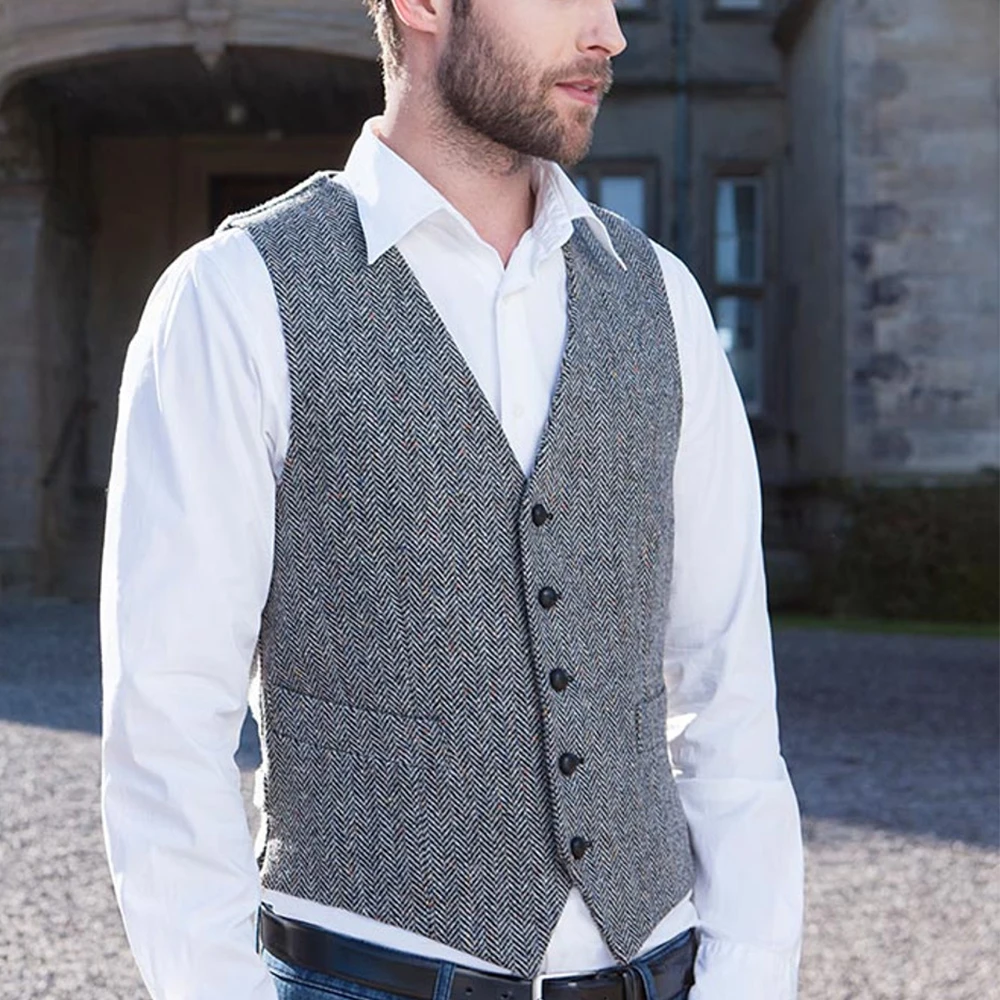 Vests-for-Men-Herringbone-Men-s-Formal-Vest-V-Neck-Casual-Male ...