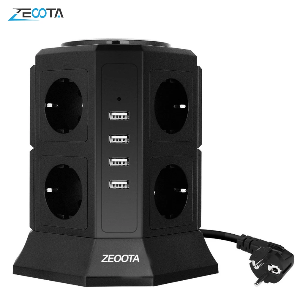 Vertical Power Strip Surge Protector Multiple Sockets 8 Way Eu ...