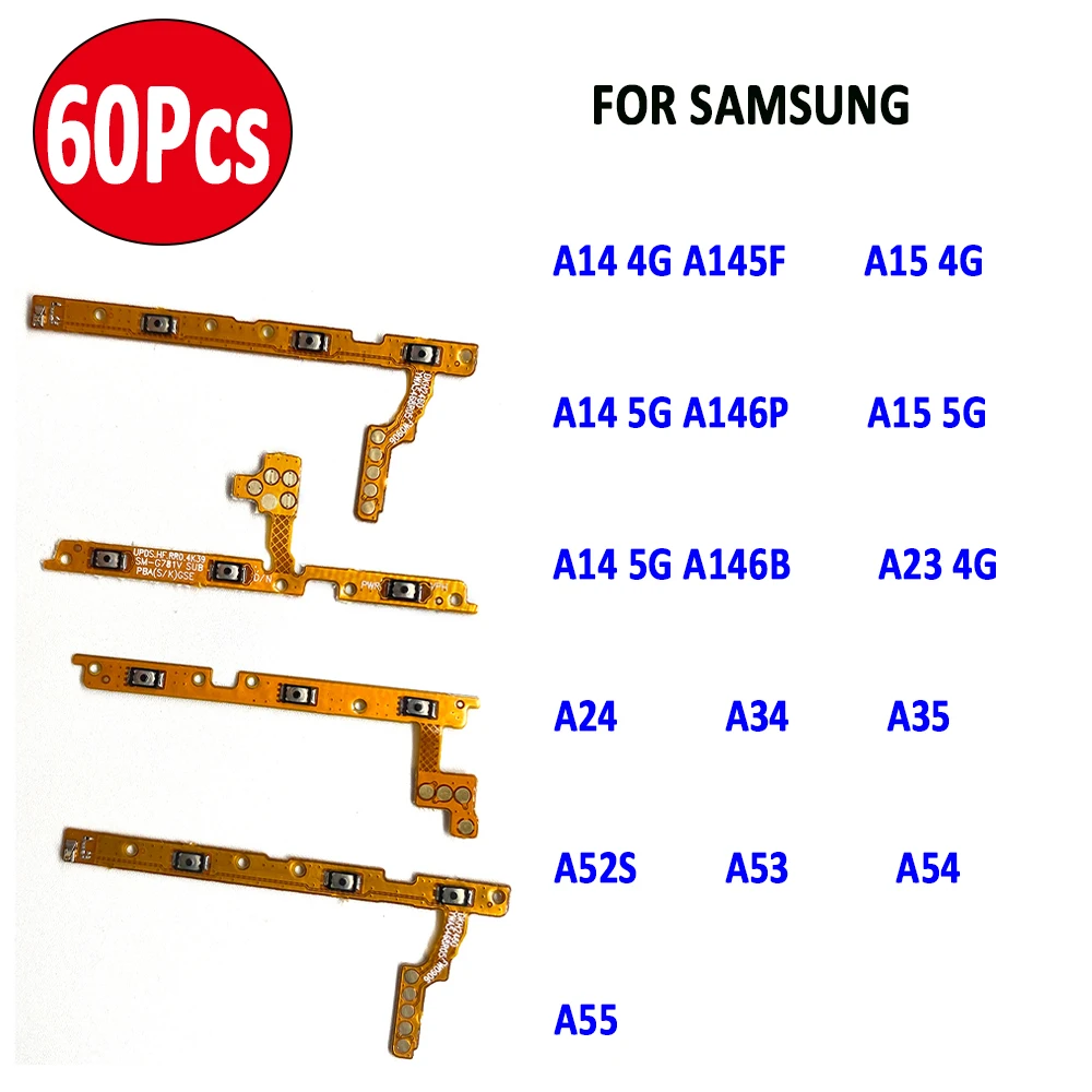 60Pcs，NEW Power On Off Volume Side Button Key Flex Cable For Samsung ...