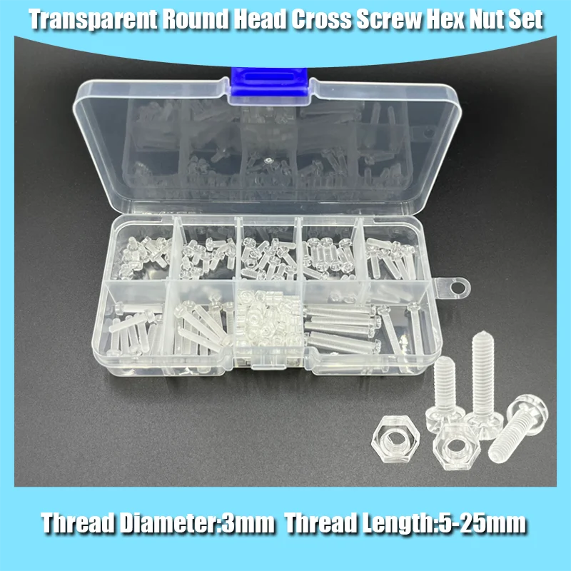 160Pcs-sets-Acrylic-Clear-transparent-Plastic-Nylon-M3-Diameter-3mm ...