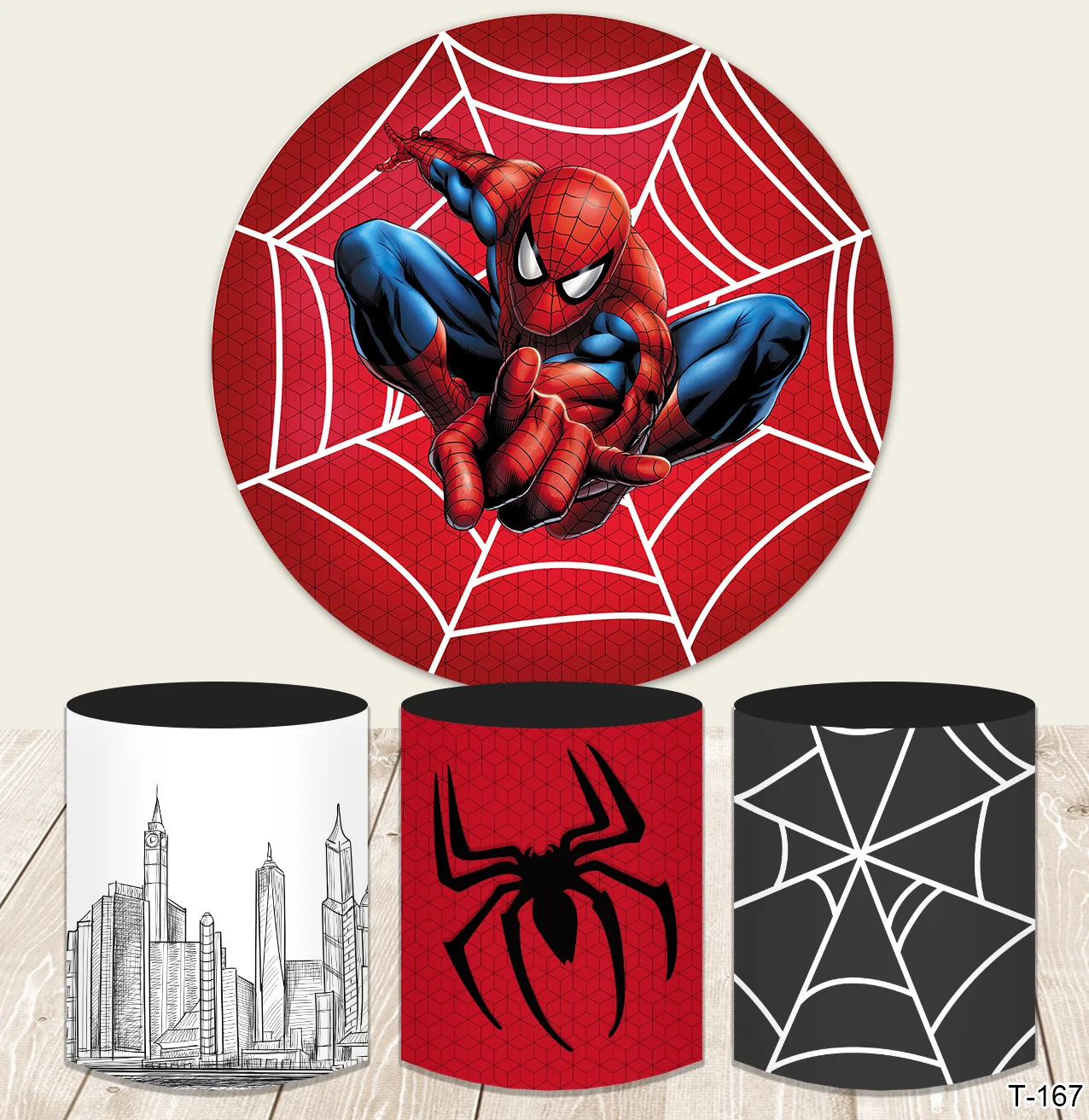 Superhero-Spiderman-Round-Cover-Backdrop-Boy-Birthday-Photo-Backdrop ...