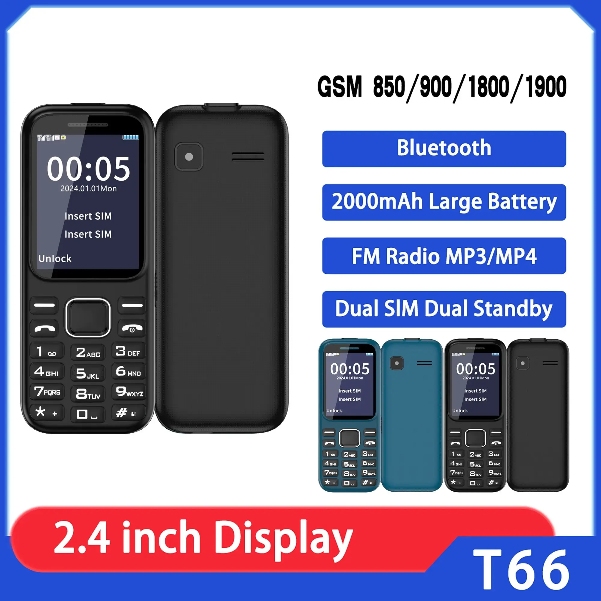 New-2024-Feature-Phone-with-2-4inch-Display-Bluetooth-2000mAh-Battery ...