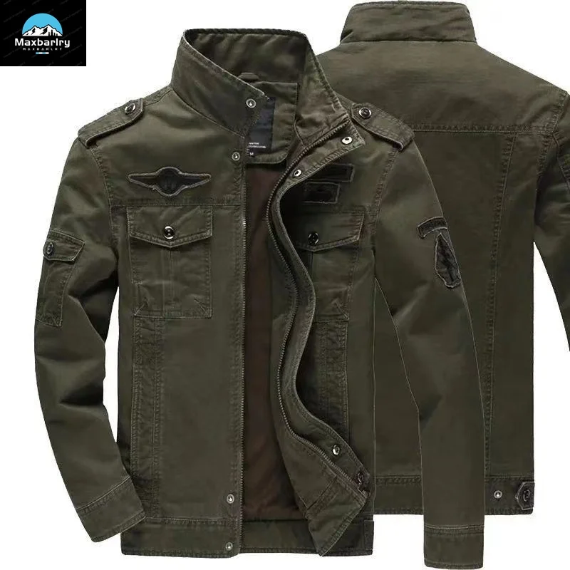 Chaqueta-verde-militar-para-Hombre-abrigo-informal-holgado-de-algod-n ...