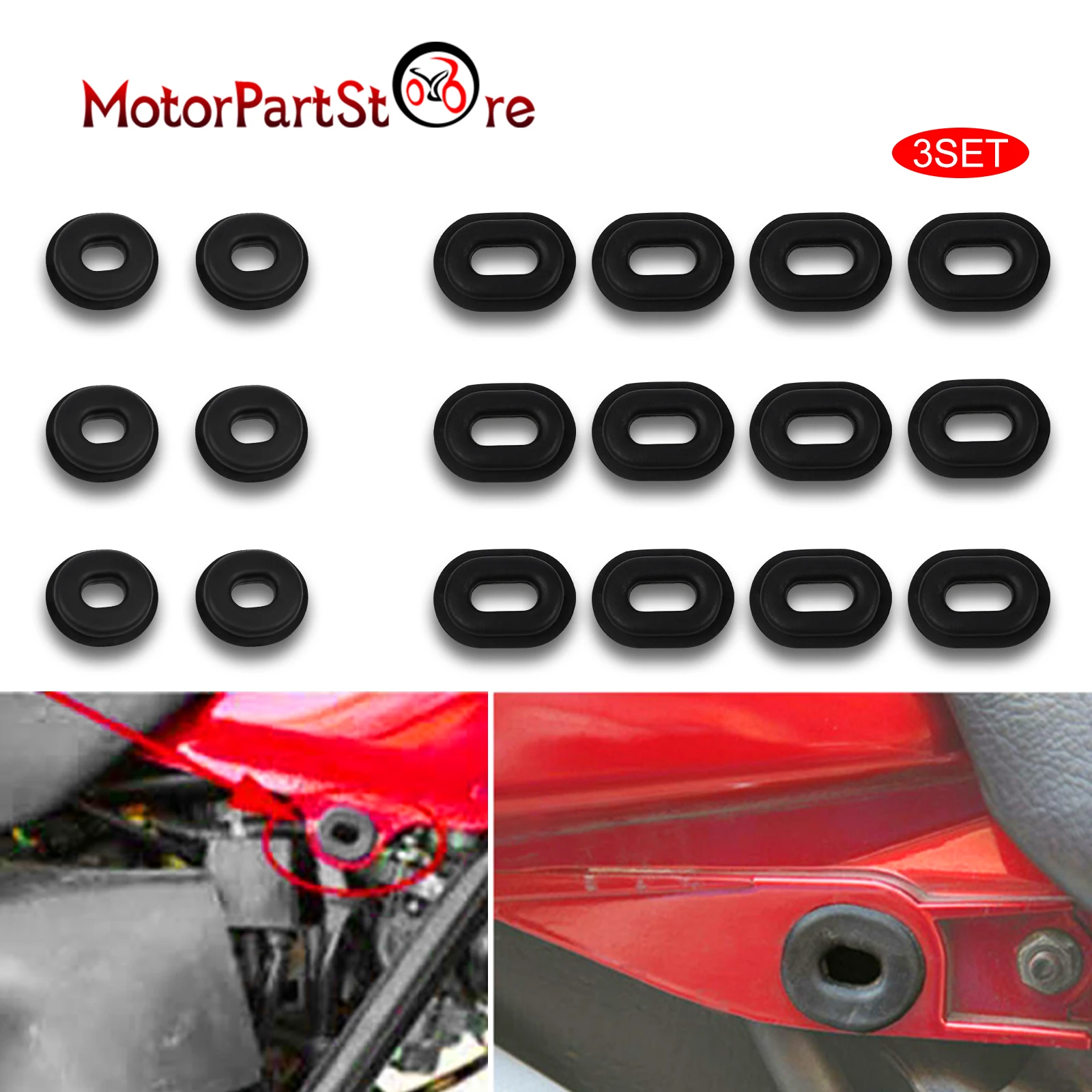 Motorcycle Fairings Side Cover Oval Rubber Grommets for Yamaha Suzuki ...