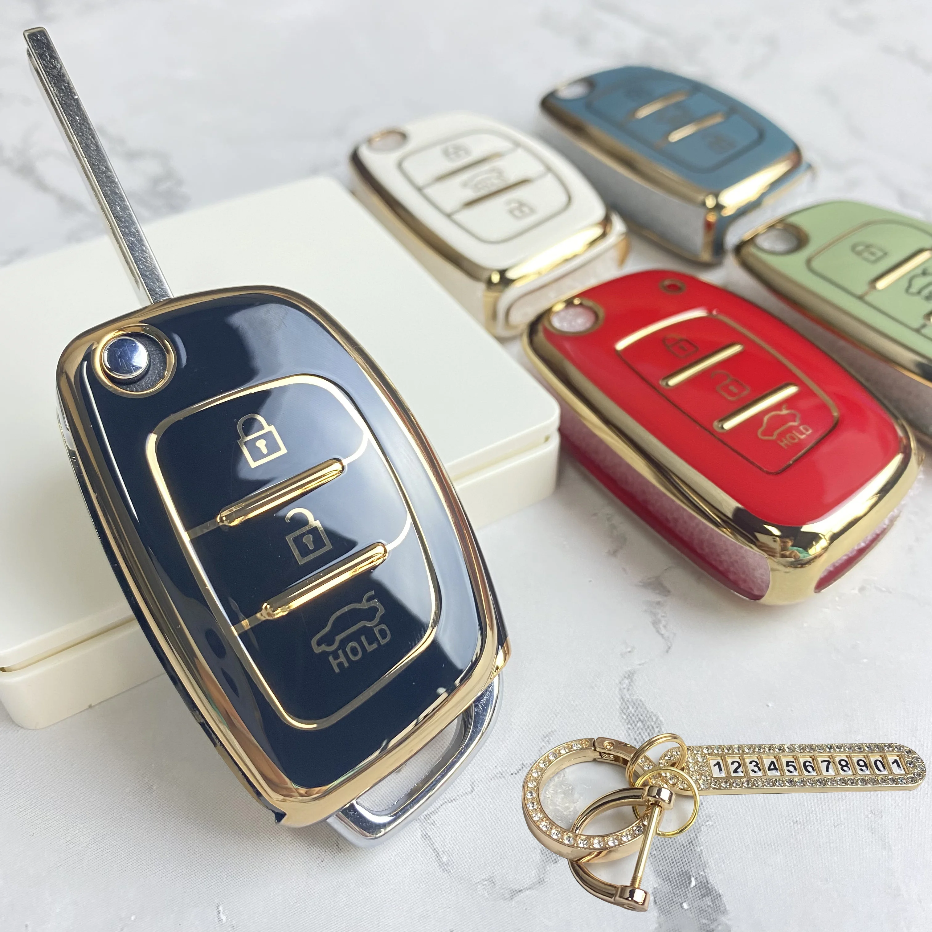 3 Botton Car Flip Key Fob Case Cover for Hyundai Solaris Creta Ix25 ...