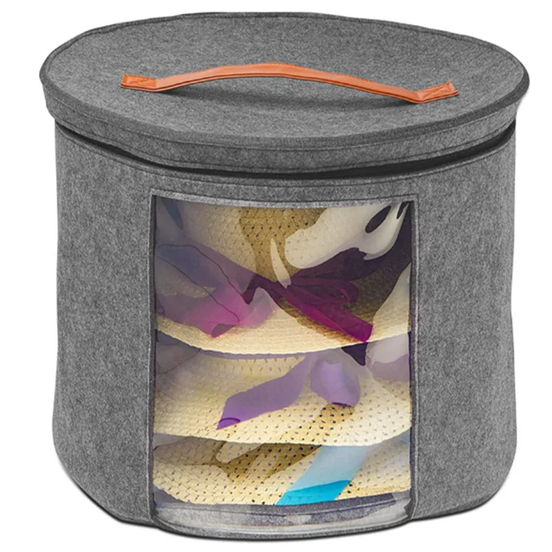 Hat Box Large Capacity Foldable Dust-Proof Hat Storage Bag with Visible ...