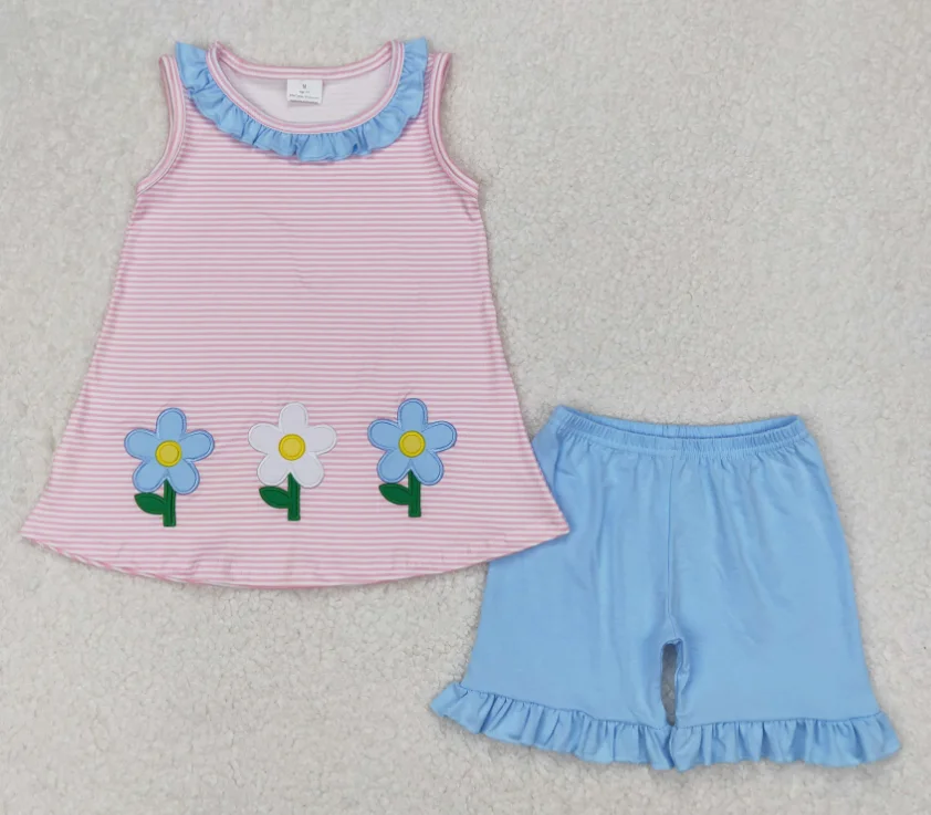 Little Girl Tunic Dress Top Shorts Sets Baby Girls Boutique Flower ...