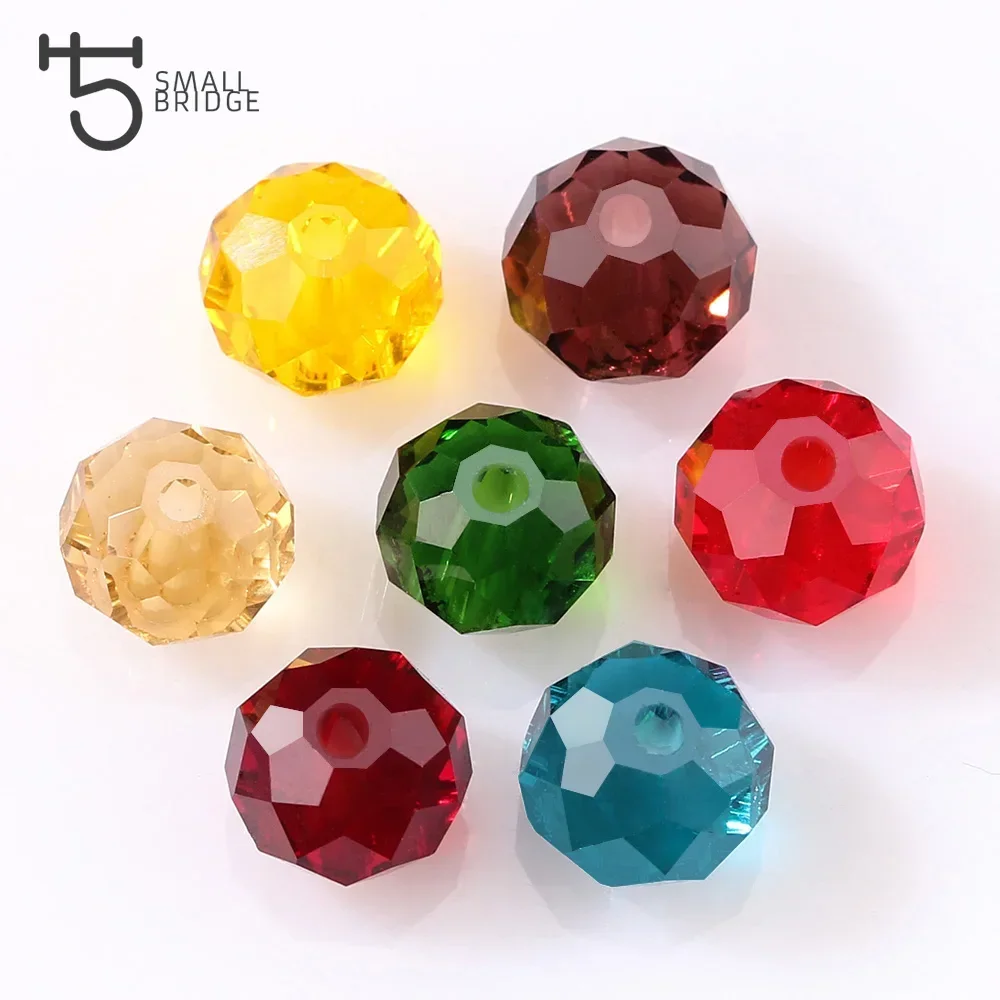 4-6-8mm-Rondelle-Crystal-Beads-Flat-Round-CLear-Faceted-Glass-Beads ...