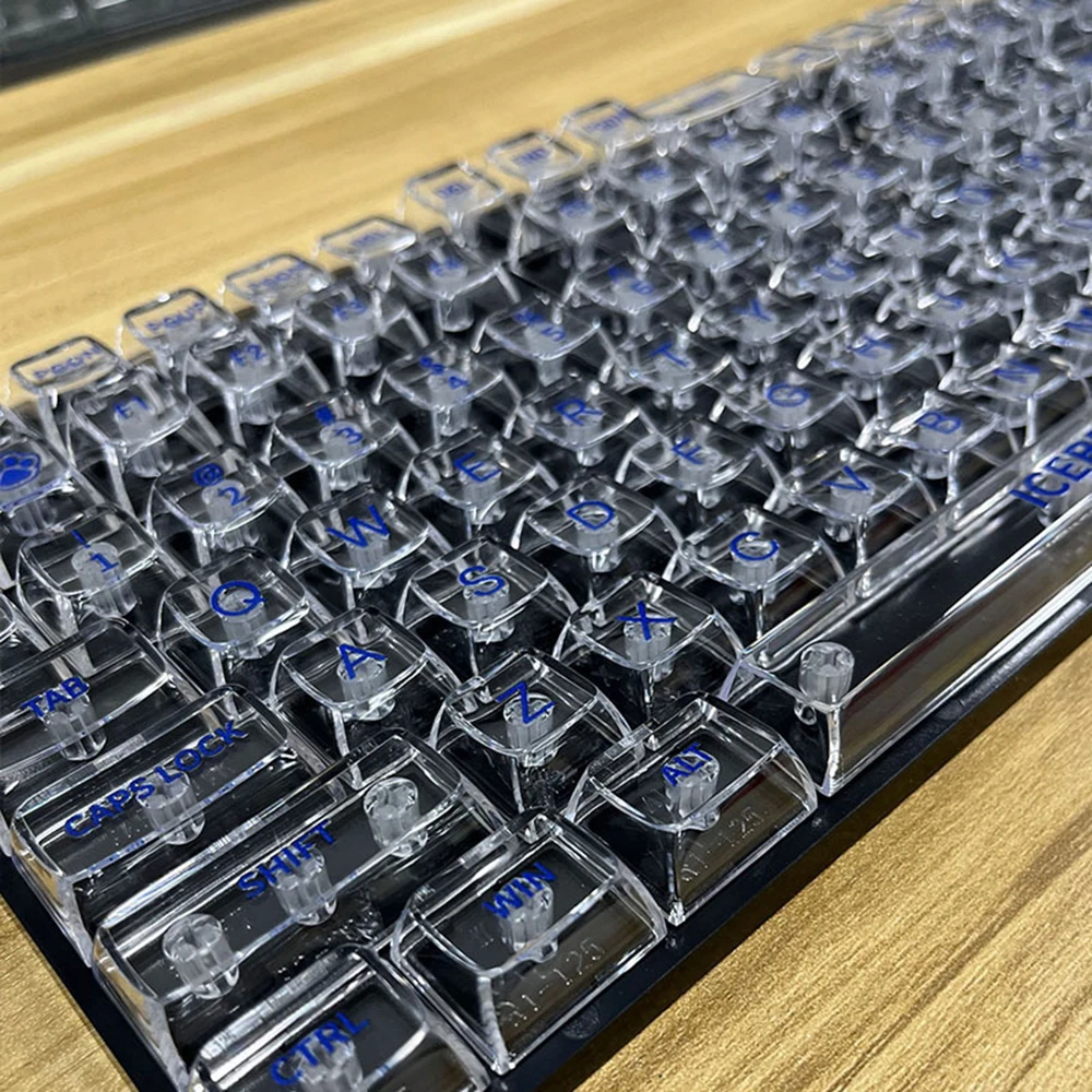 132 Keys Crystal Transparent Keycaps For MX Switch Mechanical Gaming ...