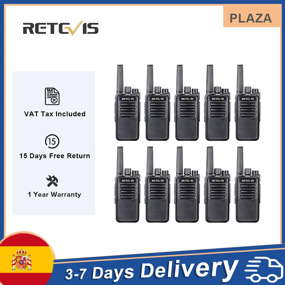 Retevis RT668 10pcs PMR Walkie Talkie Profesional Recargable PMR446 VOX ...