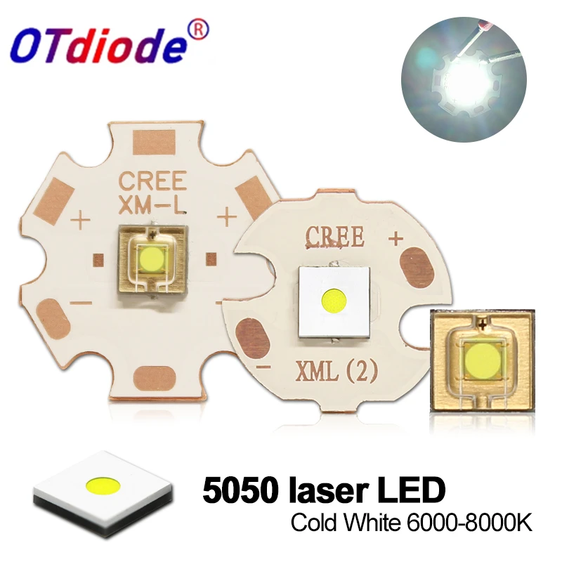 High Power LED Chip 20W Plane Circle Laser Bead XML 5050 SMD Cold White ...