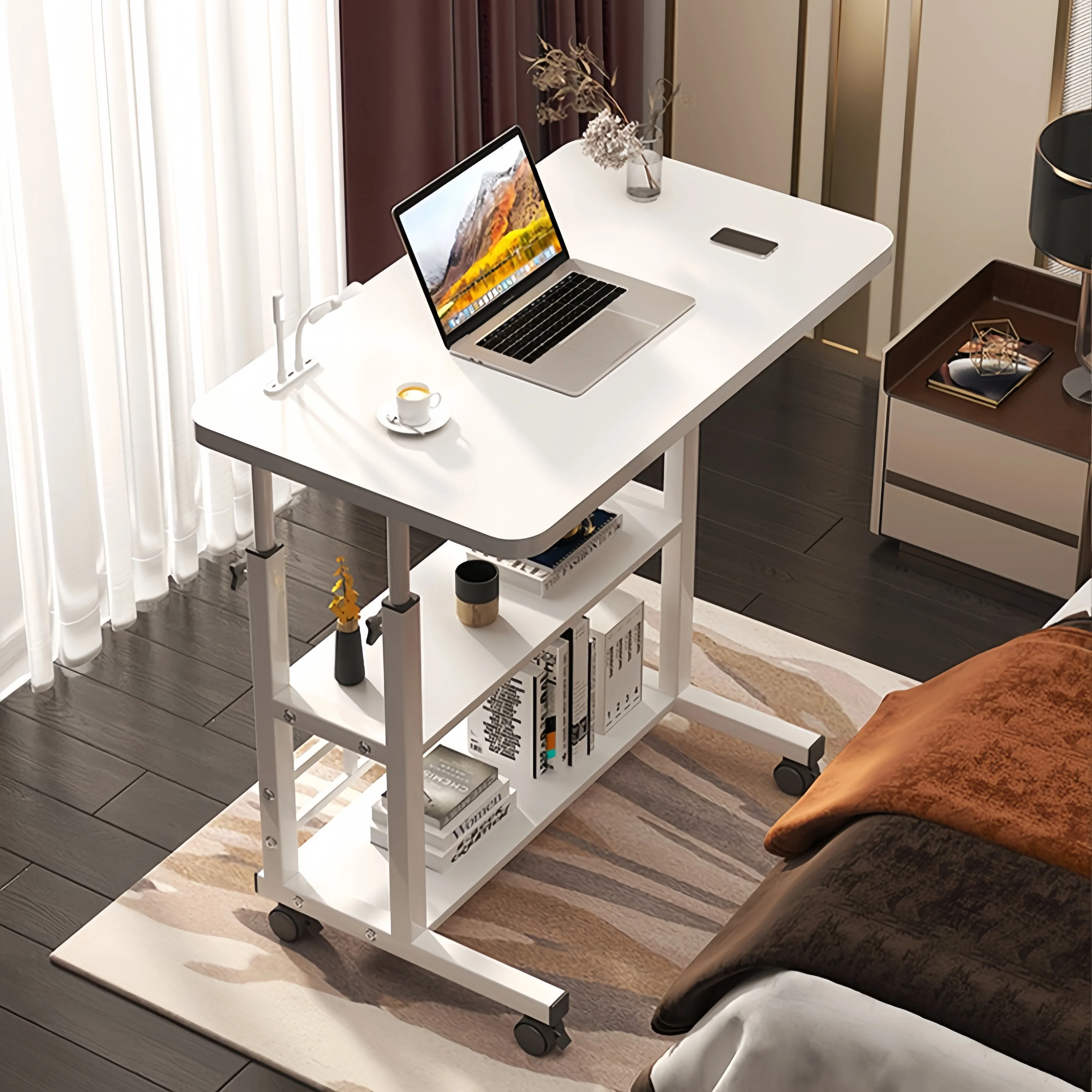 Mobile-Bedside-Table-Household-Lifting-Computer-Desk-Simple-Double ...