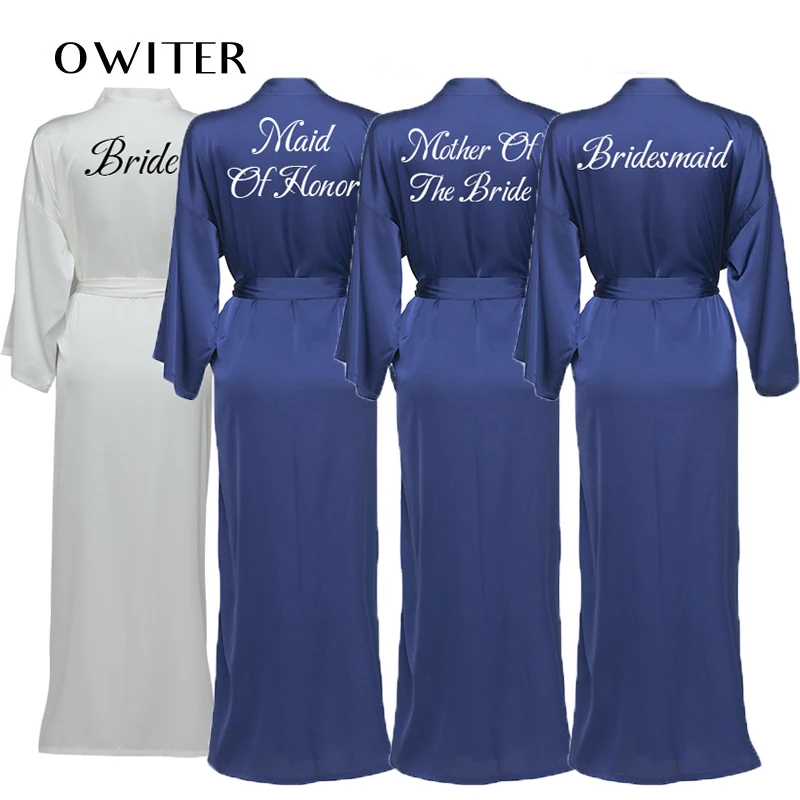 Satin-Chiffon-Robes-Long-Robes-Long-Sleeve-Navy-Blue-Custom-Bridesmaid ...