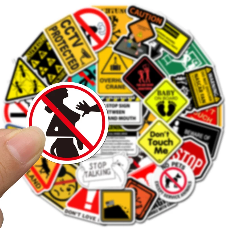 50PCS Funny Warning Sign Stickers Waterproof Vinyl Decals for Laptop ...
