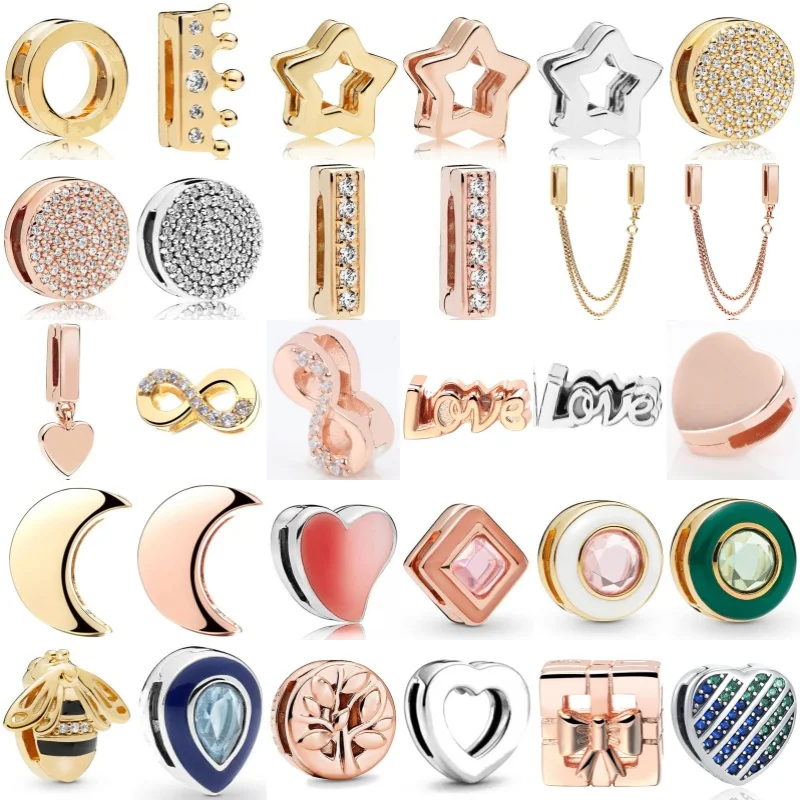 Accesorios-de-pulseras-chapadas-en-plata-925-originales-dijes-de-Clip ...