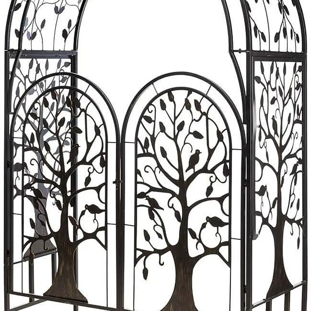 Steel Arched Garden Arbor with Gate, 53 Wide x 22.75 Deep x 84 High ...