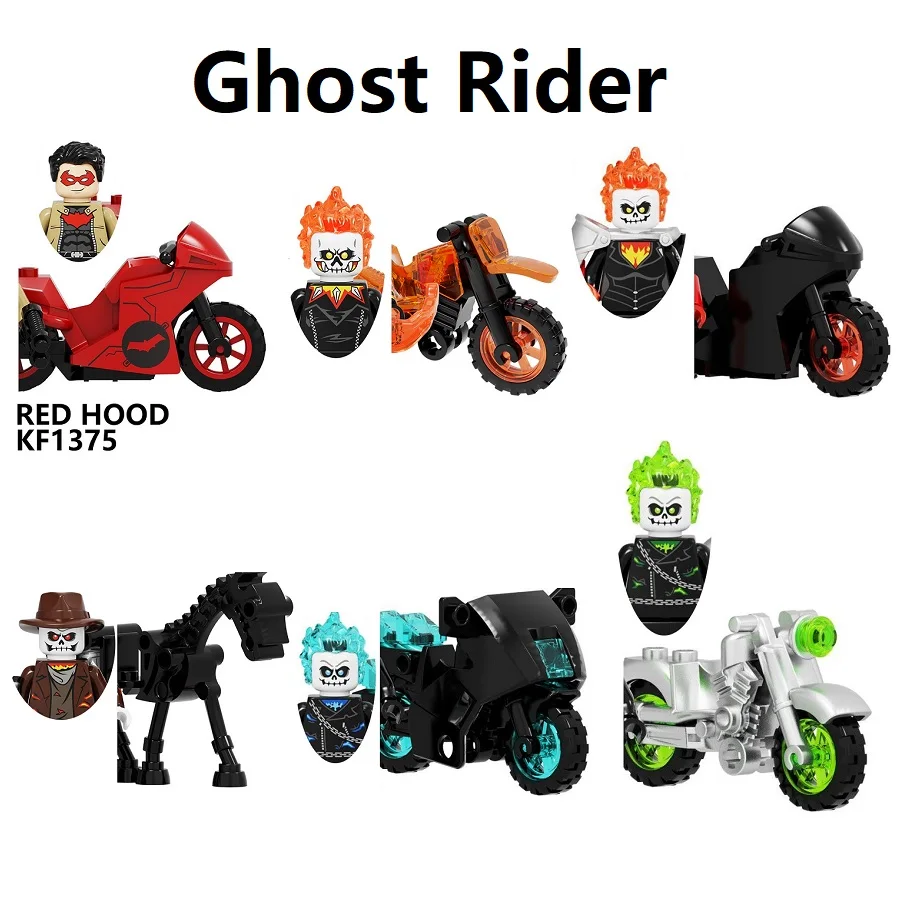 1-Set-SuperHero-Red-Hood-Ghost-Rider-With-Motorcycle-Building-Block ...