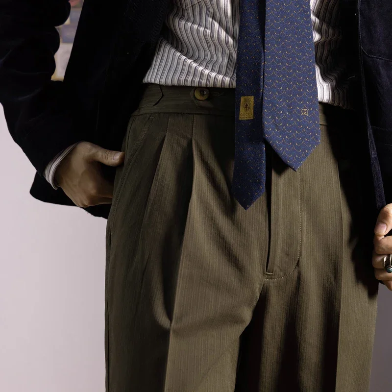 Red-Tornado-Neapolitan-Suit-Trousers-Herringbone-Men-s-Double-Pleated ...
