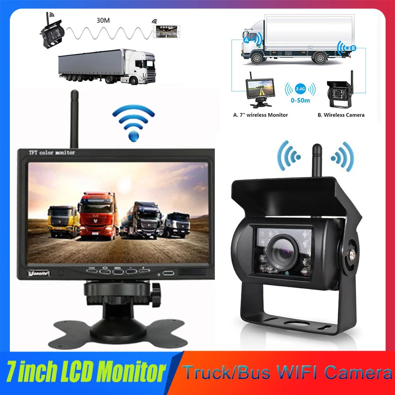 Hd Draadloze Truck Camera 7 Inch Voor Vrachtwagens Bus Rv Graafmachine ...