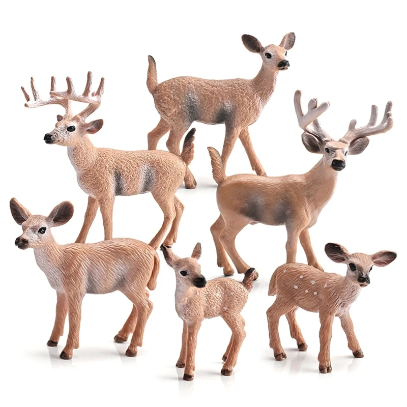 6Pcs-1Pc-Artificial-Mini-Deer-Family-Animals-Figures-Woodland-Creatures ...