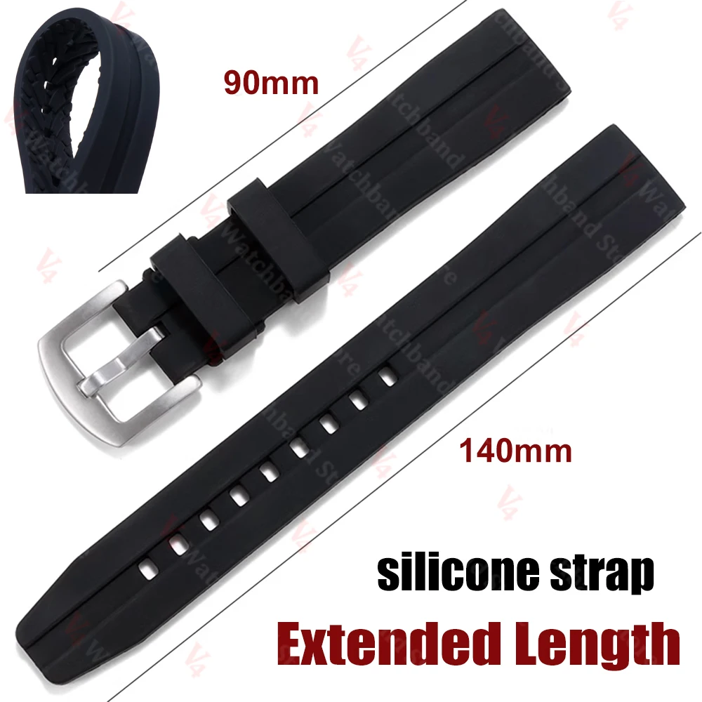 רצועת שעון גומי באורך מורחב עבור Seiko גודל גדול רצועת סיליקון ארוכה 18 ...
