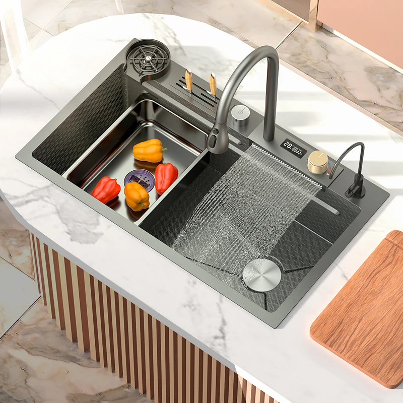 Smart-Kitchen-Sink-Waterfall-Large-Single-Bowl-Dishwasher-Multifunction ...