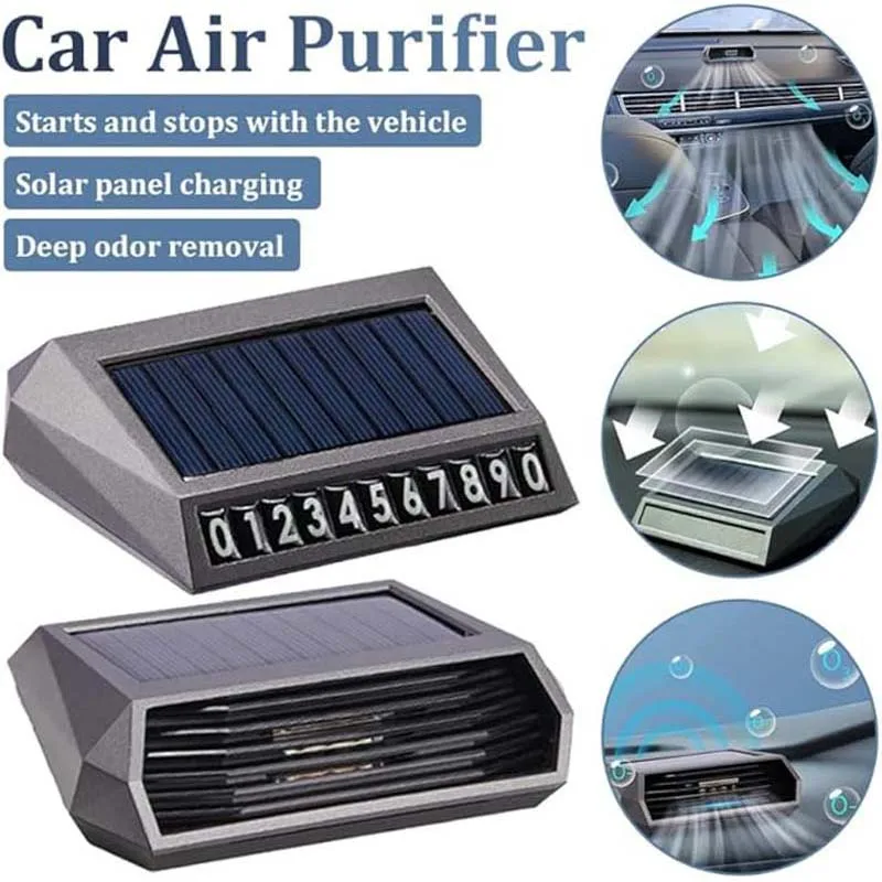 Solar Energy Powered Car Air Purifier Ozonizer Anion Odor Eliminator ...