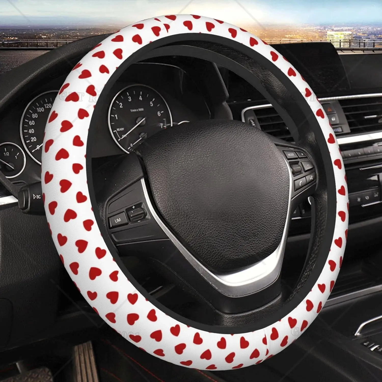 White-Red-Heart-Pattern-Steering-Wheel-Cover-Valentine-s-Day-Heart ...