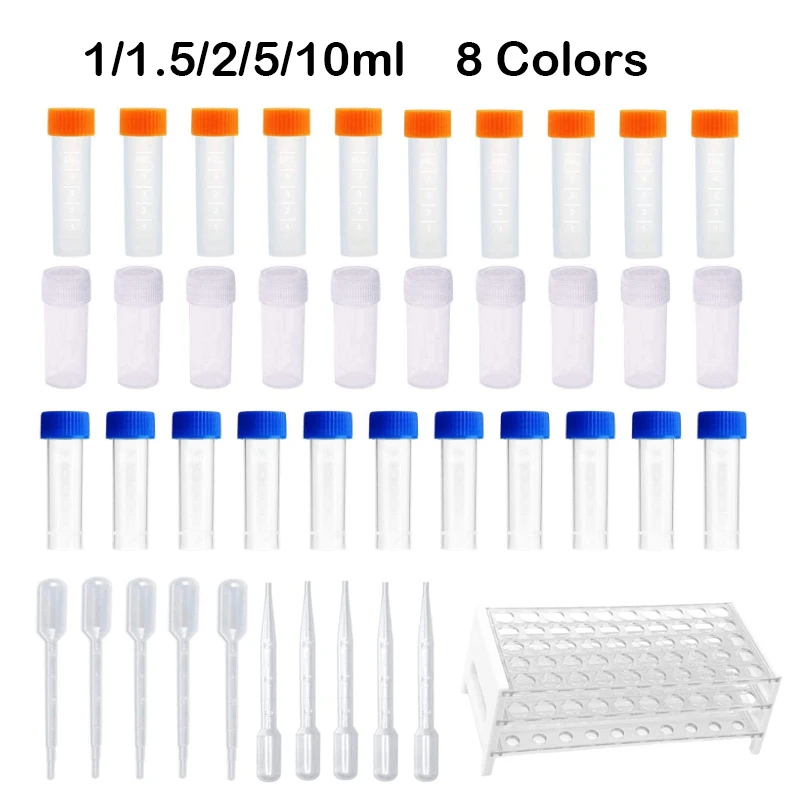 1/1.5/2/5/10ml PlasticTransparent freezer tube Sample Bottle Test Tube ...
