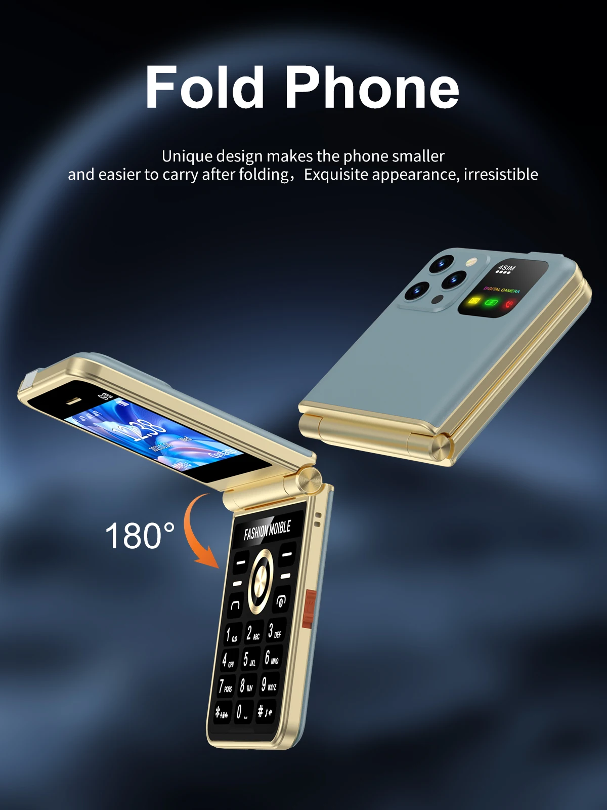 SERVO P20 New Classic Flip Mobile Phone 2.4 Inch Screen 2G GSM 4 SIM Card Speed Dial Magic Voice ...