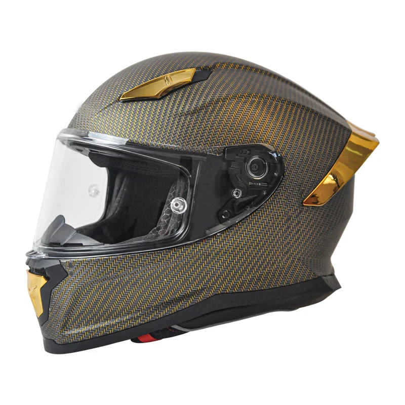 Real-Gold-Carbonfiber-Motorcycle-Full-Face-Helmets-Men-and-Women ...