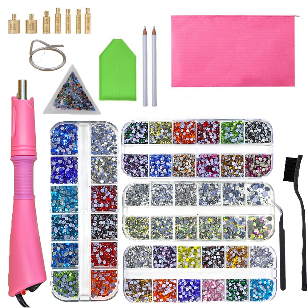 2000Pcs-9600Pcs Hot Fix Rhinestones Set/EU or US PLUG Hotfix Applicator ...