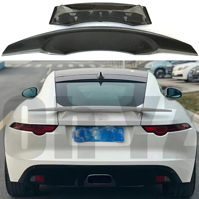 Real-Carbon-Fiber-Car-Rear-Wing-Trunk-Lip-Spoilers-para-Jaguar-F-Type ...