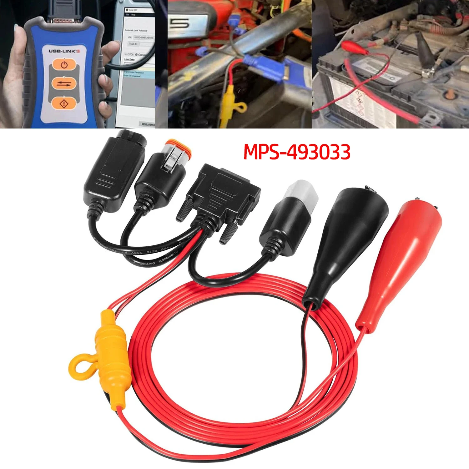 493033 3-Pin Diagnostic Adapter Cable for Cummins Engines with 2 or 3 ...