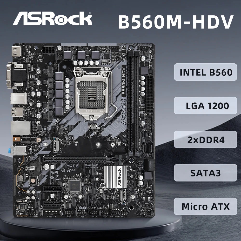 ASROCK-B560M-HDV-Motherboard-LGA1200-suporta-i9-11900K-i7-11700K-i5 ...