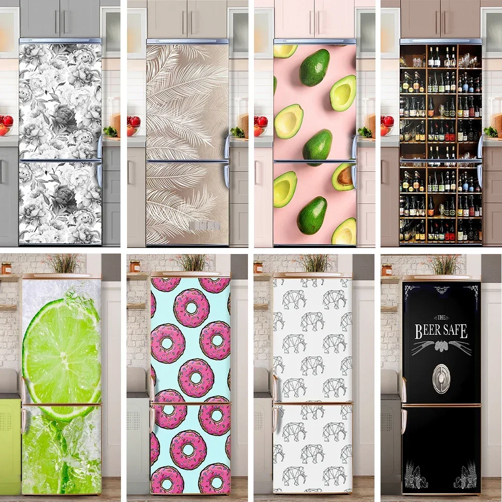 INS Fridge Door Wrap Vinyl Sticker, Kitchen Refrigerator Door Wallpaper ...