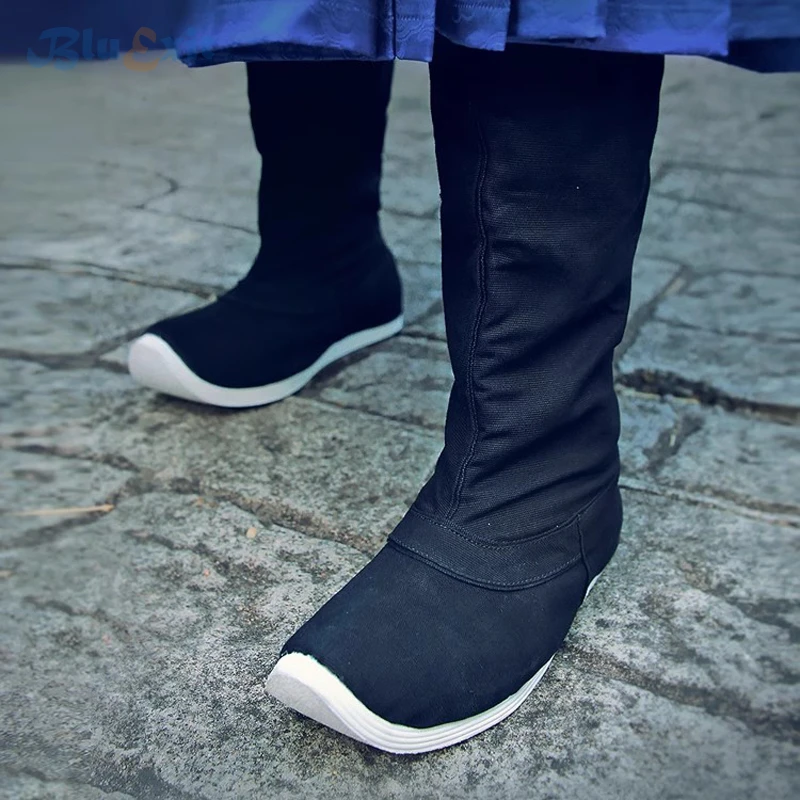 35-47 Chinese Traditional Black Riding Boots Hanfu Shoes Pointed Toe Cosplay Wuxia Kung Fu ...