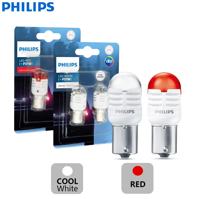 Philips-LED-S25-P21W-P21-5W-1156-1157-Ultinon-Pro3000-Signal-Lamps-Red ...