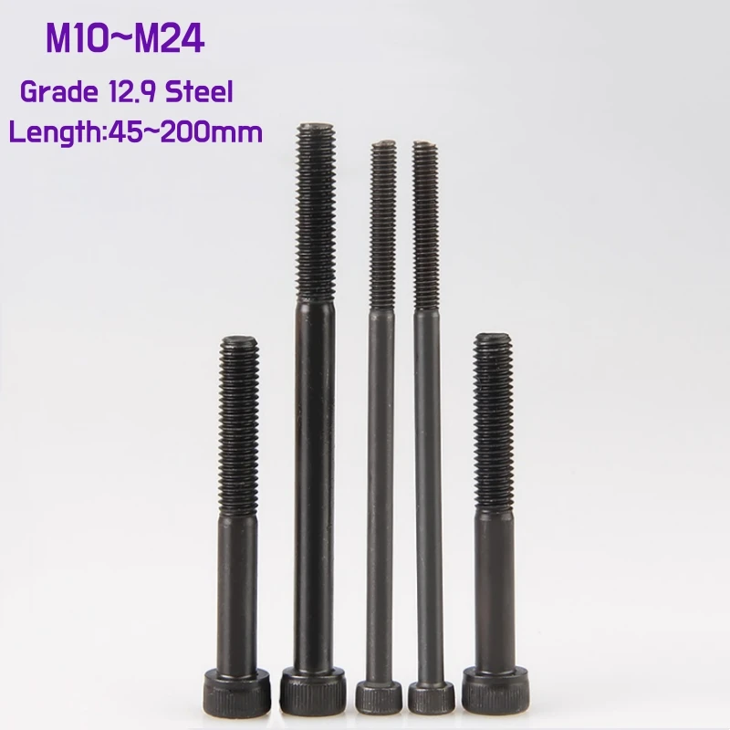 M10M12M14M16M18M20M22M24-Black-Grade-12-9-Steel-Lengthened-Hexagon-Hex ...