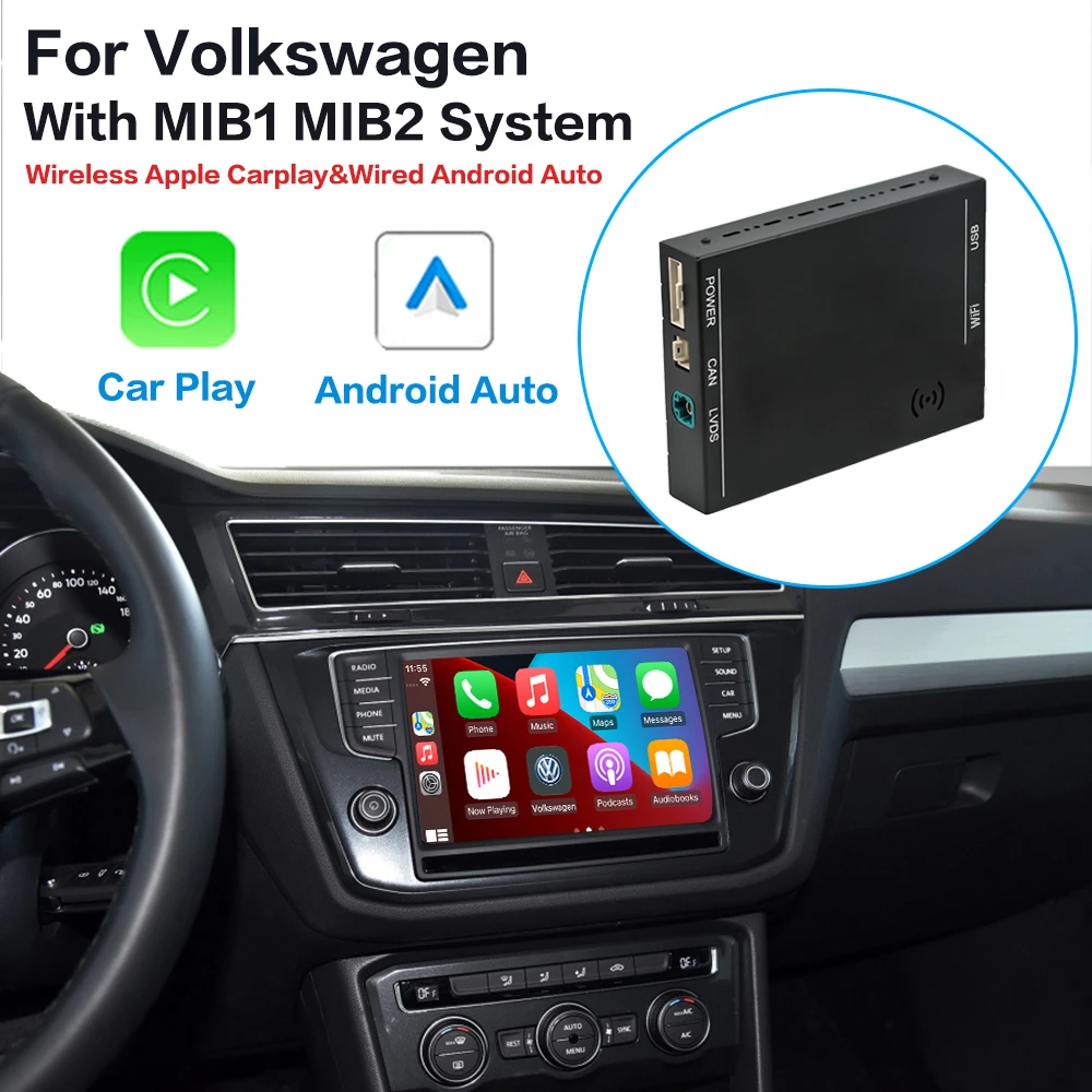 Android Auto,Mib1,Mib2,Golf 7,Polo,Tiguan用のワイヤレスデコーダー,スクリーンアップグレード付き| | - AliExpress