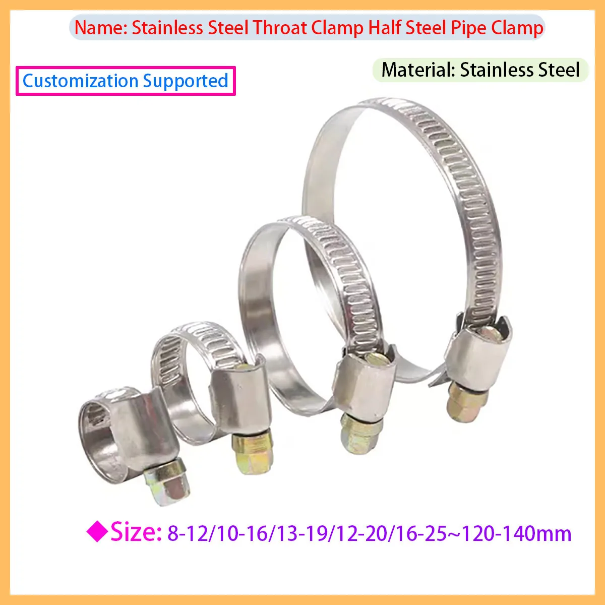 8-80mm Stainless Steel Hose Clamp, Fuel Hose Clamp, Worm Drive, Durable ...
