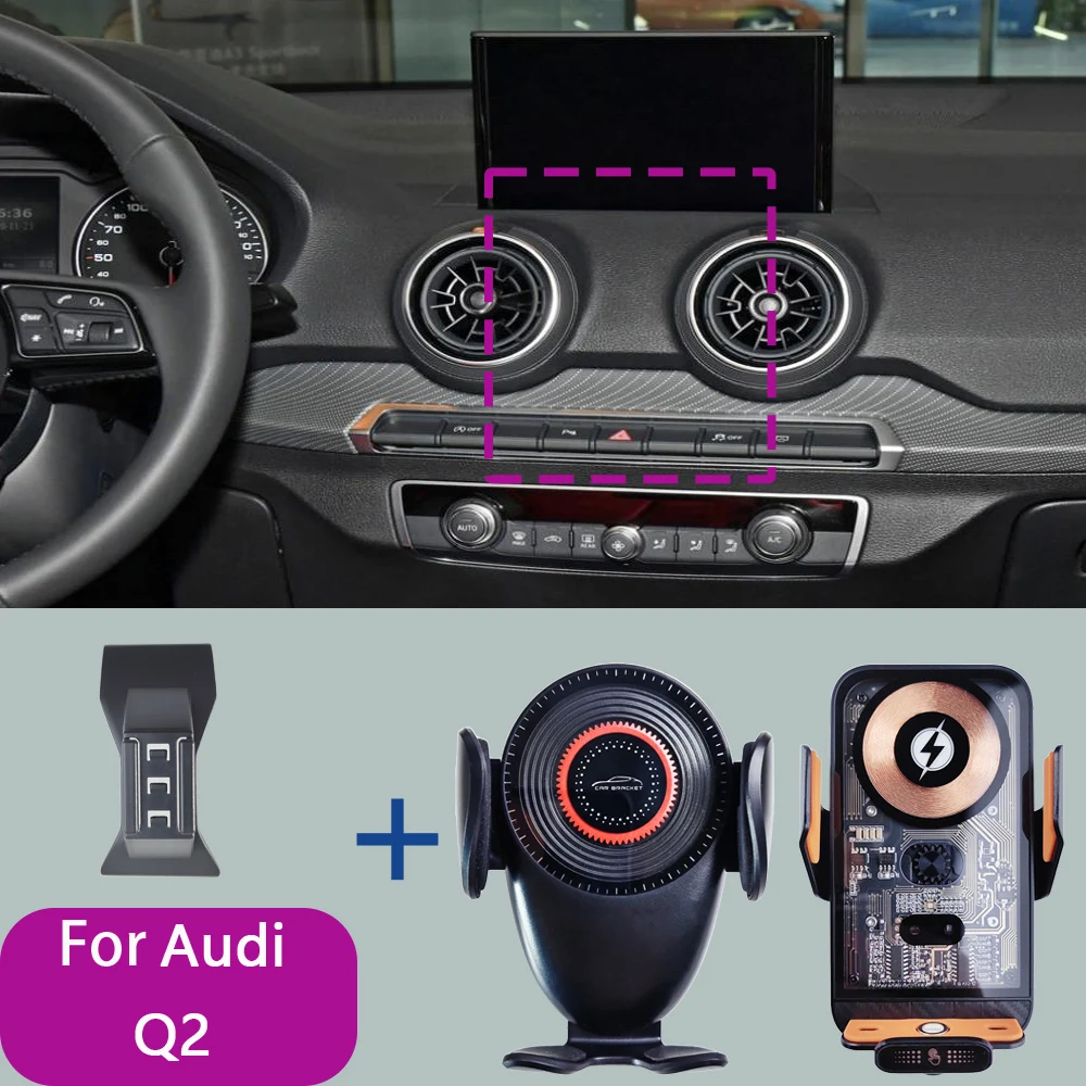 For-AUDI-Q2-2019-2020-2021-2022-2024-Car-Phone-Mount-Wireless-Charger ...