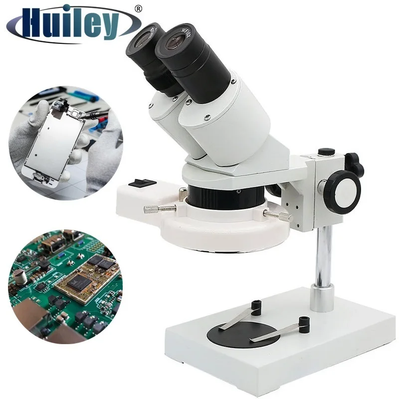 20x 40x Illuminated Industrial Stereo Microscope Soldering Repairing ...