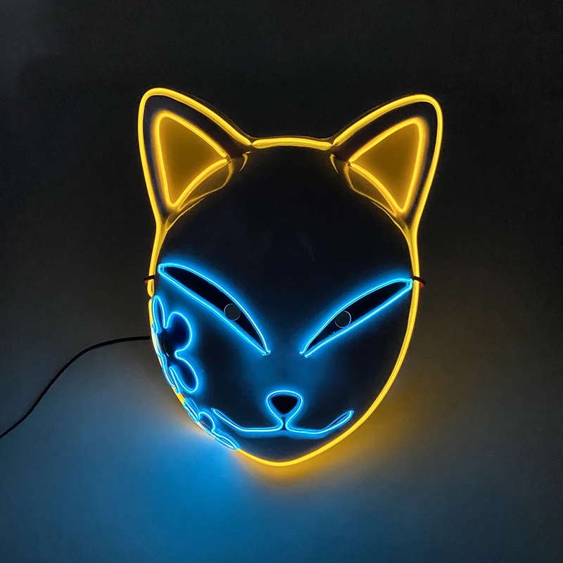 Popular-Luminous-LED-Demon-Slayer-Mask-Halloween-Props-Neon-Face-Mask ...