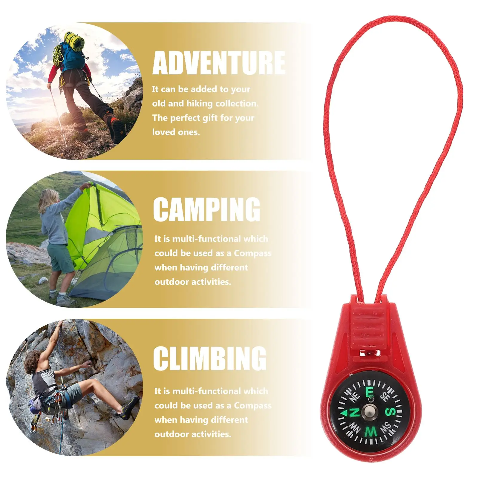 20 Pcs Lanyard Slider Compass Portable Compact Small Keychain for ...